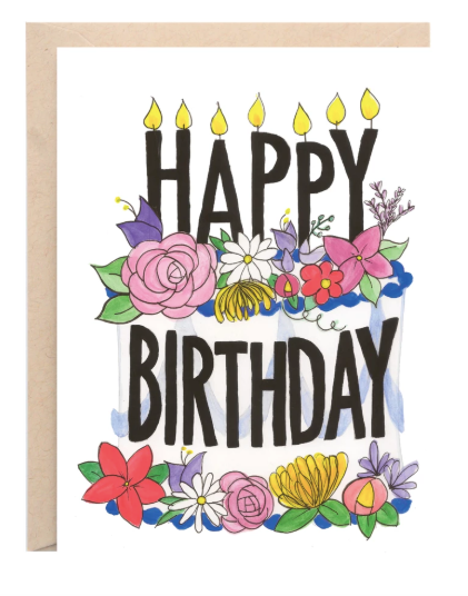 Floral Happy Birthday Greeting Card – 318 Art & Frame